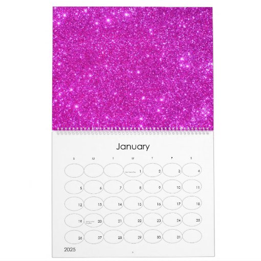 Pink Glitter Sparkle Customizable Design Calendar | Zazzle