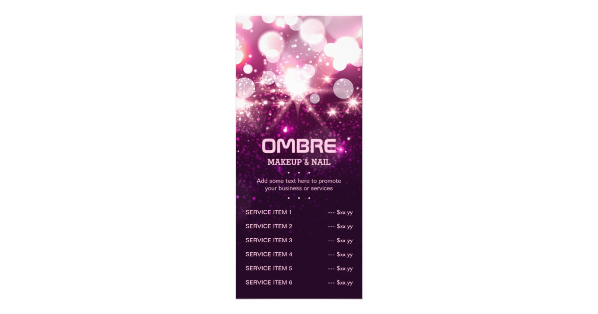Pink Glitter Sparkles - Price Service List Menu | Zazzle
