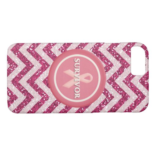 Pink Glitter Survivor Pink Ribbon iPhone Case | Zazzle