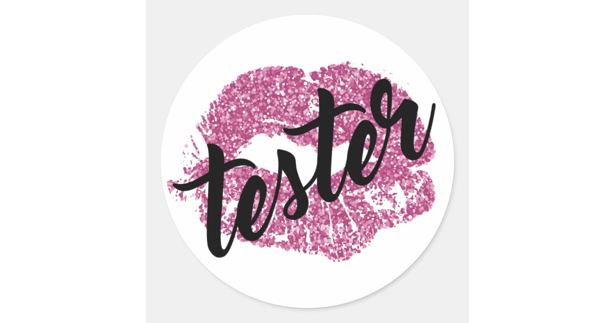 Pink Glitter Tester Stickers | Zazzle