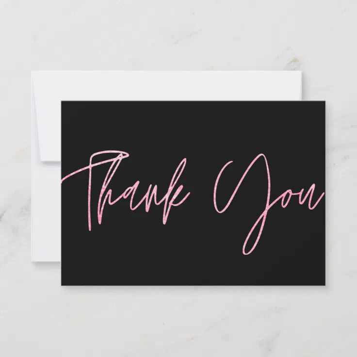 Pink Glitter Thank You Card | Zazzle