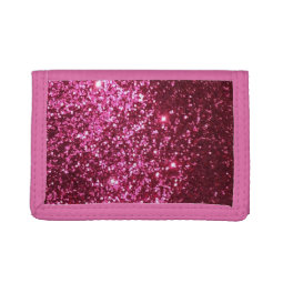 Pink Glitter Tri-Fold Wallet | Zazzle