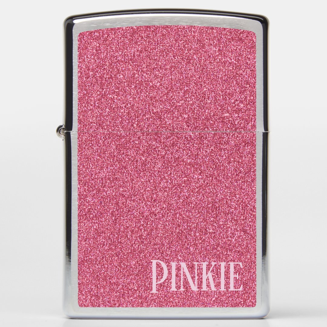 Pink Glitter with Monogram Zippo Lighter | Zazzle