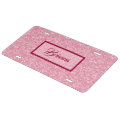 Pink Glitter With Red Border License Plate | Zazzle