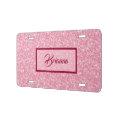 Pink Glitter With Red Border License Plate | Zazzle