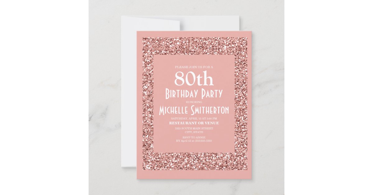 Pink Glitter Women's 80th Birthday Card | Zazzle