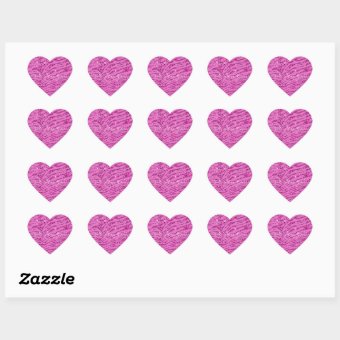 Pink Glitzy Sparkle Glitter Zebra Print Heart Sticker | Zazzle