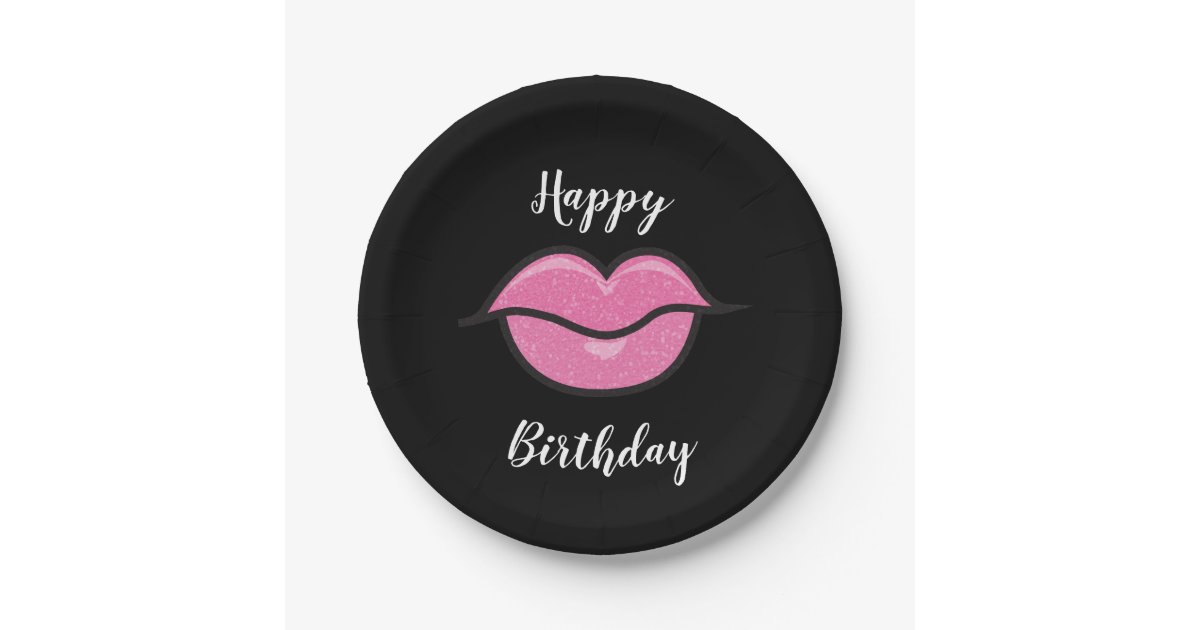 Pink Glossy Lips Beauty Makeup Birthday Party Paper Plates | Zazzle