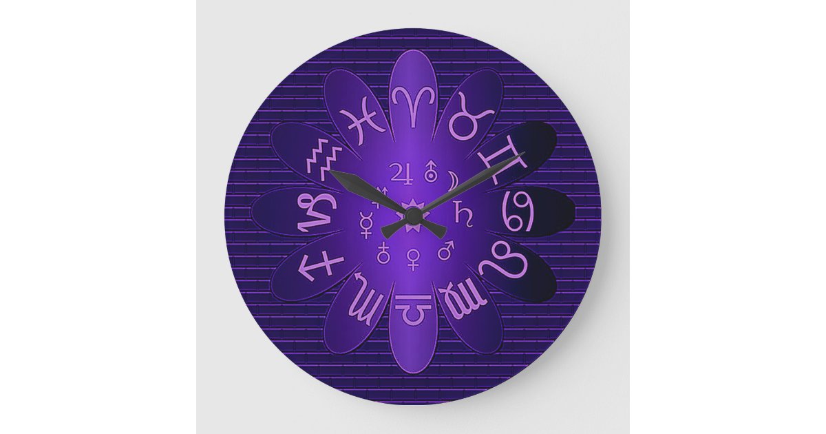 Pink Glow Zodiac Astrology Symbols Wall Clock | Zazzle