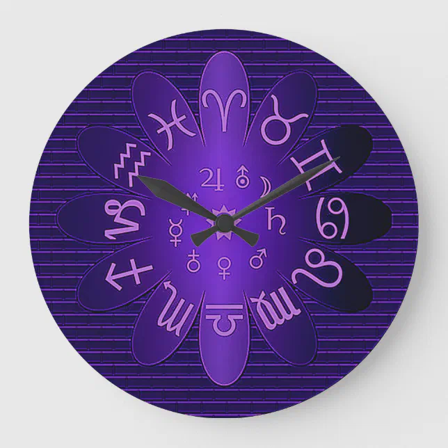 Pink Glow Zodiac Astrology Symbols Wall Clock | Zazzle