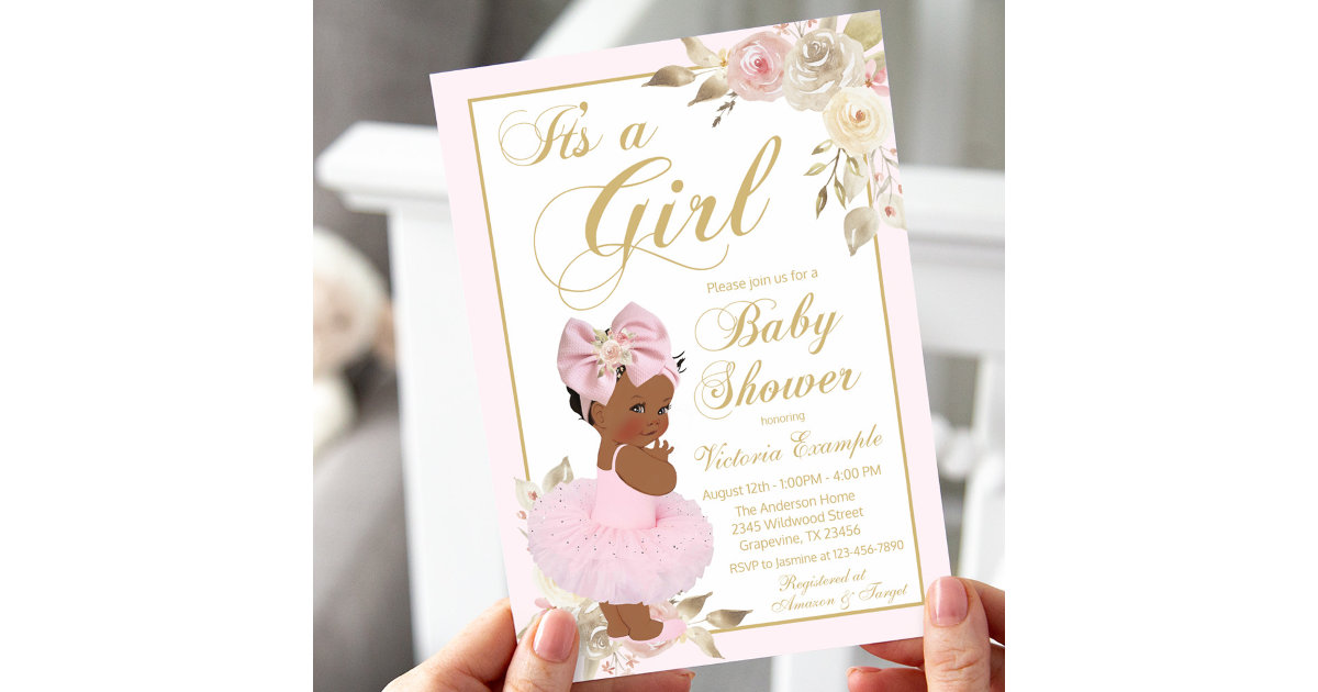 Pink Gold African Princess Baby Shower Invitation | Zazzle