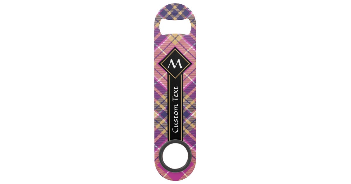 Pink, Gold and Blue Tartan Bar Key | Zazzle