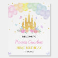 Pink Gold Castle Princess Birthday Welcome Sign | Zazzle