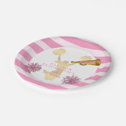 Pink | Gold Cheer Cheerleader Girl Birthday Party Paper Plates | Zazzle