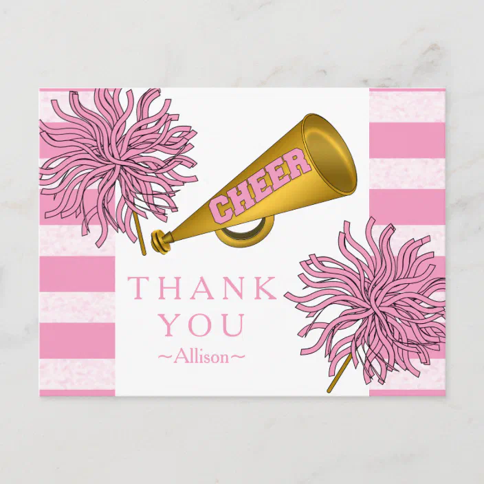 Pink | Gold Cheer Cheerleader Girl Birthday Party Postcard | Zazzle