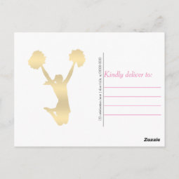 Pink | Gold Cheer Cheerleader Girl Birthday Party Postcard | Zazzle