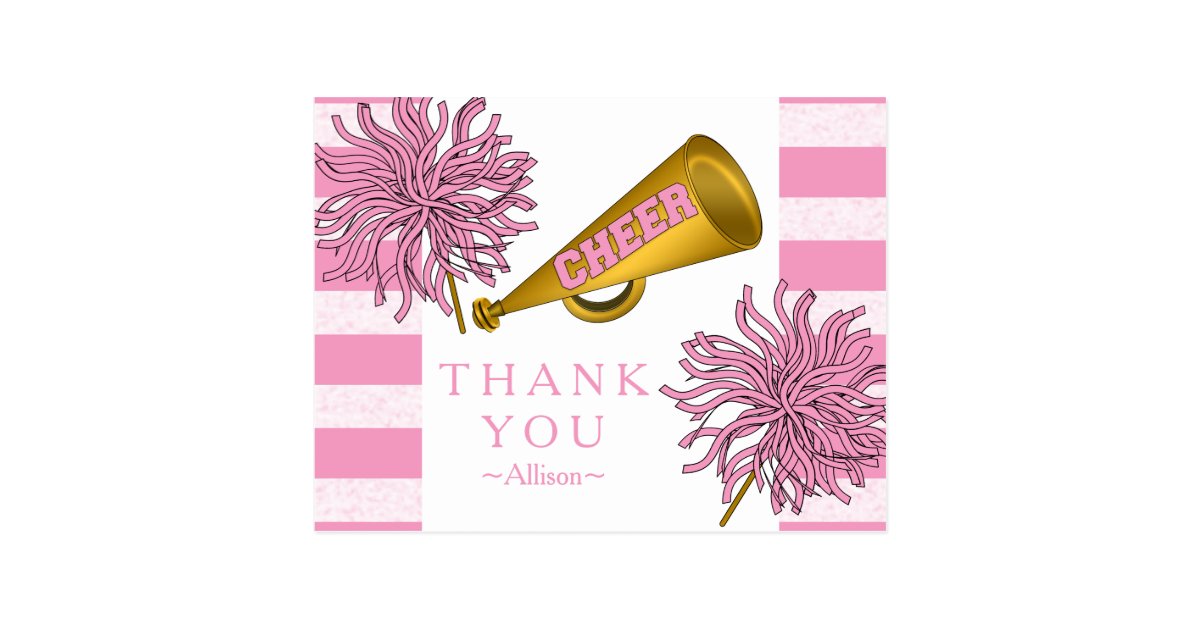 Pink | Gold Cheer Cheerleader Girl Birthday Party Postcard | Zazzle.com