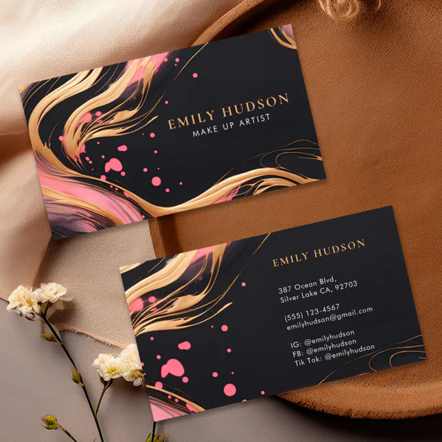Pink Gold Chic Fashion Aesthetic Business Card | Zazzle