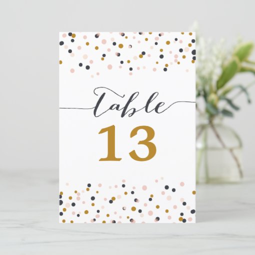 Pink & Gold Confetti Dots Table Numbers Card | Zazzle