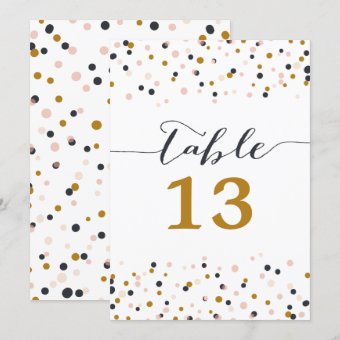 Pink & Gold Confetti Dots Table Numbers Card | Zazzle