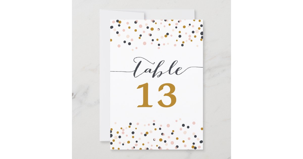 Pink & Gold Confetti Dots Table Numbers Card | Zazzle