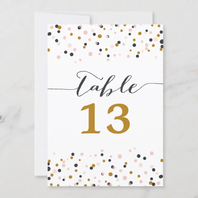 Pink & Gold Confetti Dots Table Numbers Card | Zazzle
