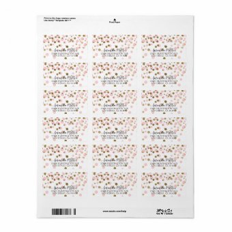 Pink & Gold Confetti Return Address Label | Zazzle