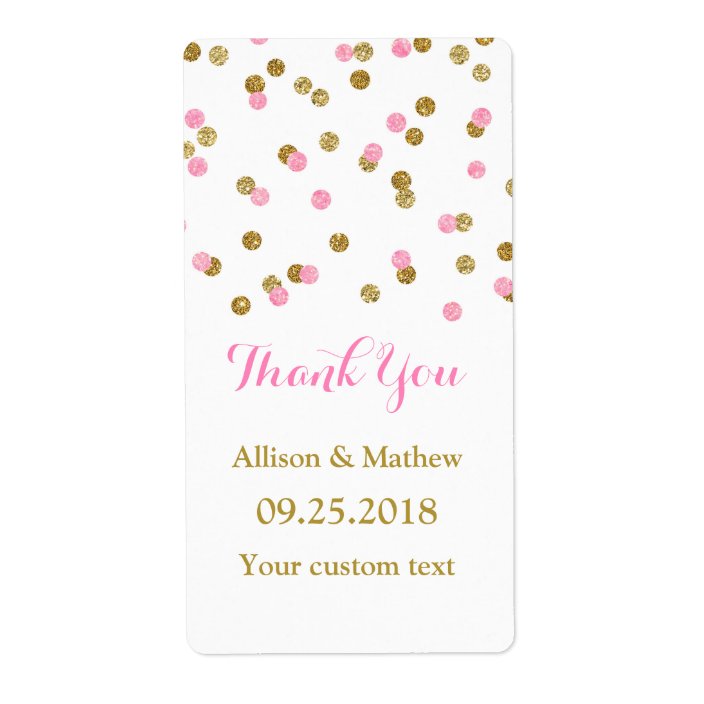 Pink Gold Confetti Wedding Labels | Zazzle.com