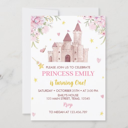 Pink Gold Crown Princess 1st Birthday Invitation | Zazzle