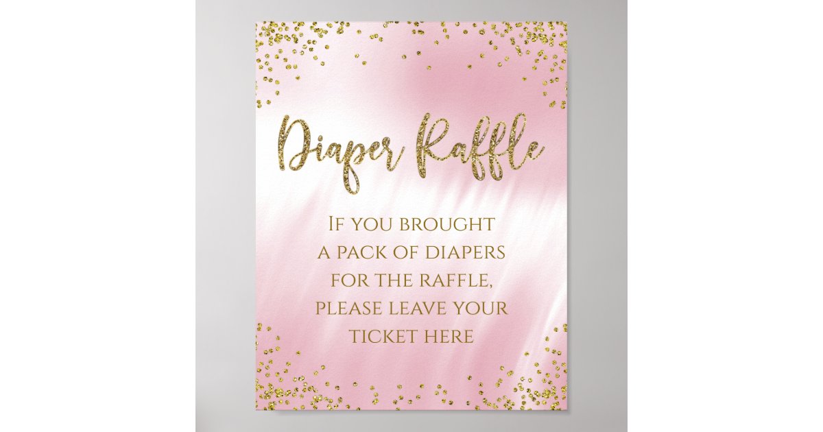 Pink Gold Diaper Raffle Table Sign | Zazzle