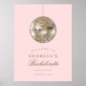 Pink Gold Disco Ball Bachelorette Welcome Sign | Zazzle