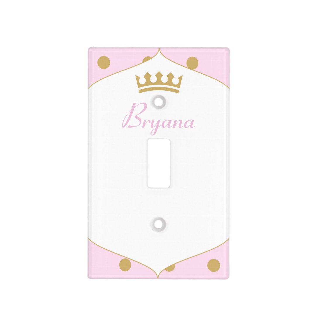 Pink & Gold Dots Royal Crown Princess Light Switch | Zazzle