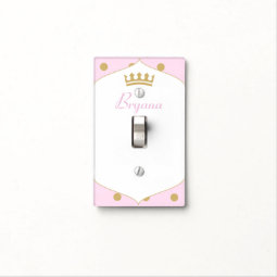 Pink & Gold Dots Royal Crown Princess Light Switch | Zazzle