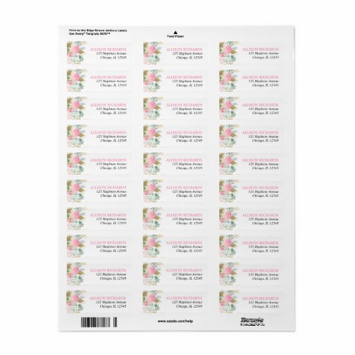 Pink gold elegant greenery floral watercolors label | Zazzle
