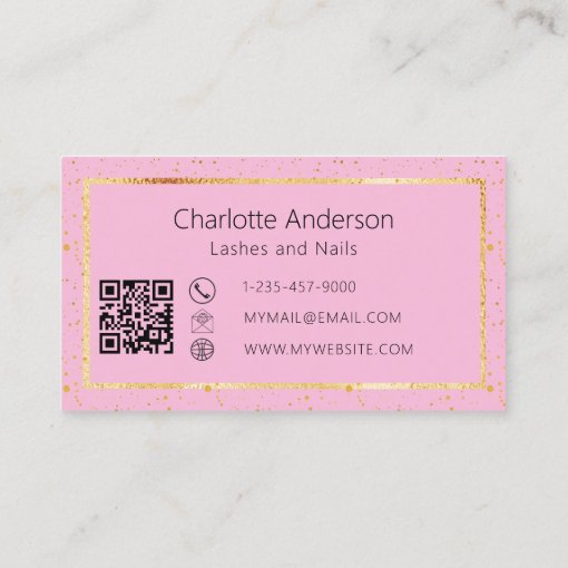 Pink gold elegant logo modern QR code Business Card | Zazzle