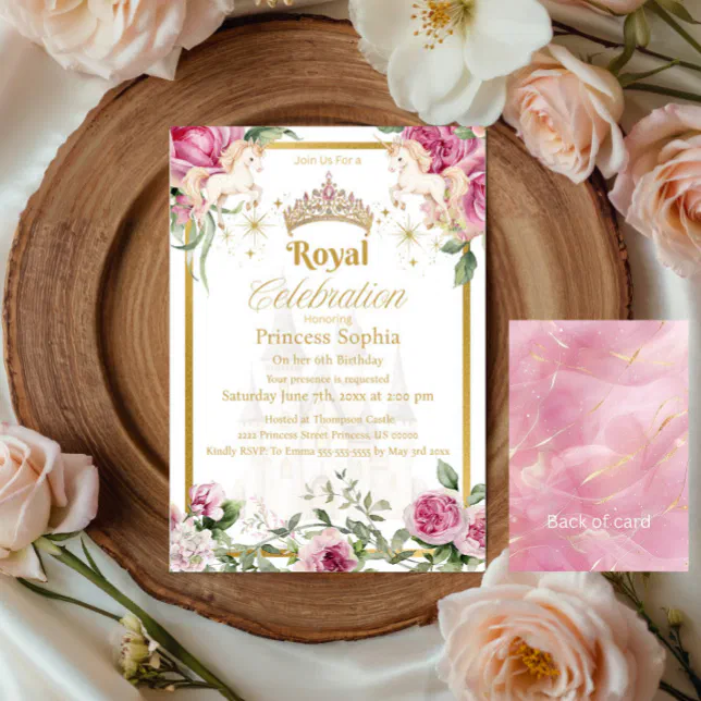 Pink Gold Fairytale Princess Crown Birthday Party Invitation | Zazzle