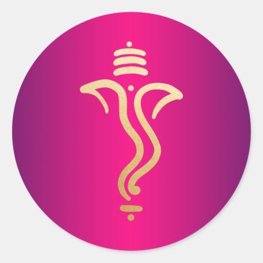 Pink Gold Festive Ganesh/ Indian God Classic Round Sticker | Zazzle.com