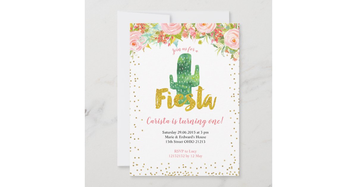 Pink Gold Fiesta First Birthday invitation | Zazzle
