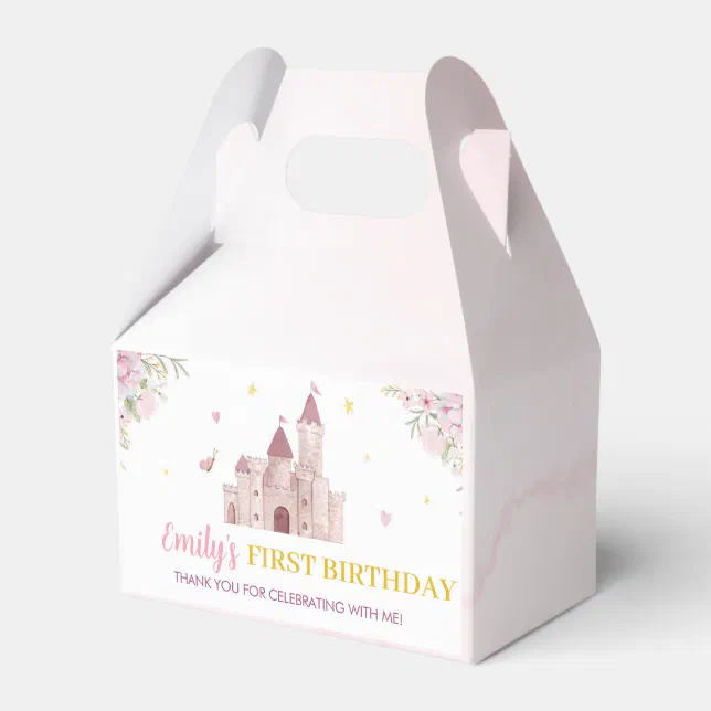 Pink Gold Floral Crown Princess Birthday Favor Box | Zazzle