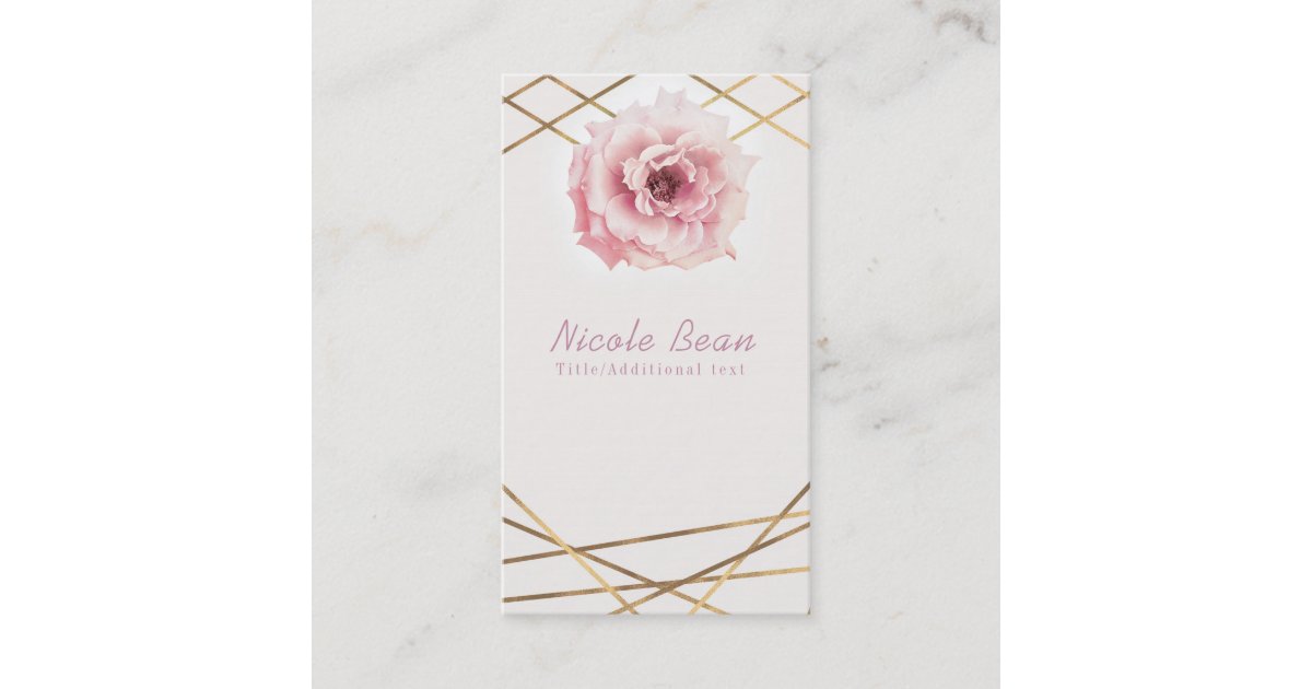 Pink & Gold Floral Peony Glam Elegant Chic Business Card | Zazzle