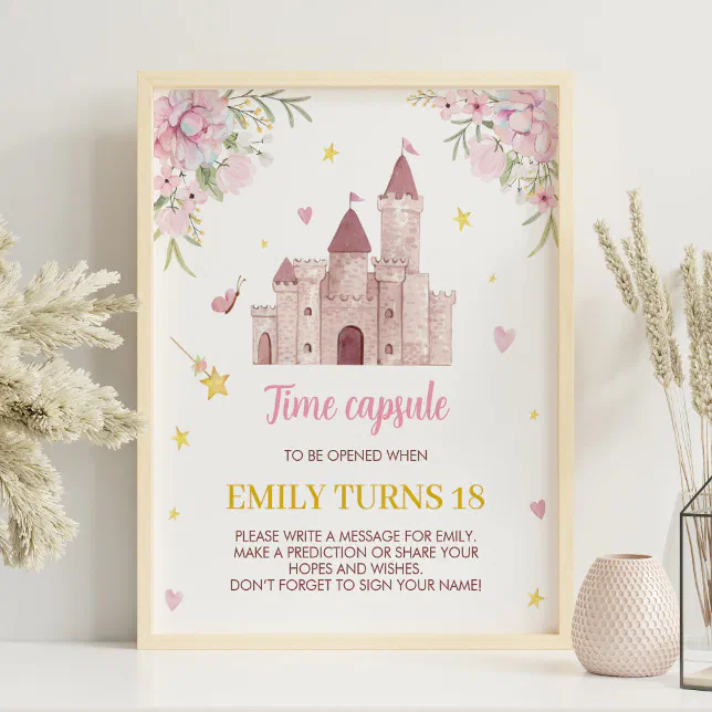Pink Gold Floral Princess Crown Time Capsule Poste Poster Zazzle