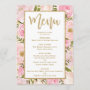 Pink & Gold Floral Wedding Menu Template Card | Zazzle