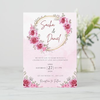 Pink Gold Free Wedding Invitation | Zazzle