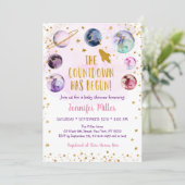 Pink Gold Galaxy Countdown Has Begun Baby Shower Invitation | Zazzle