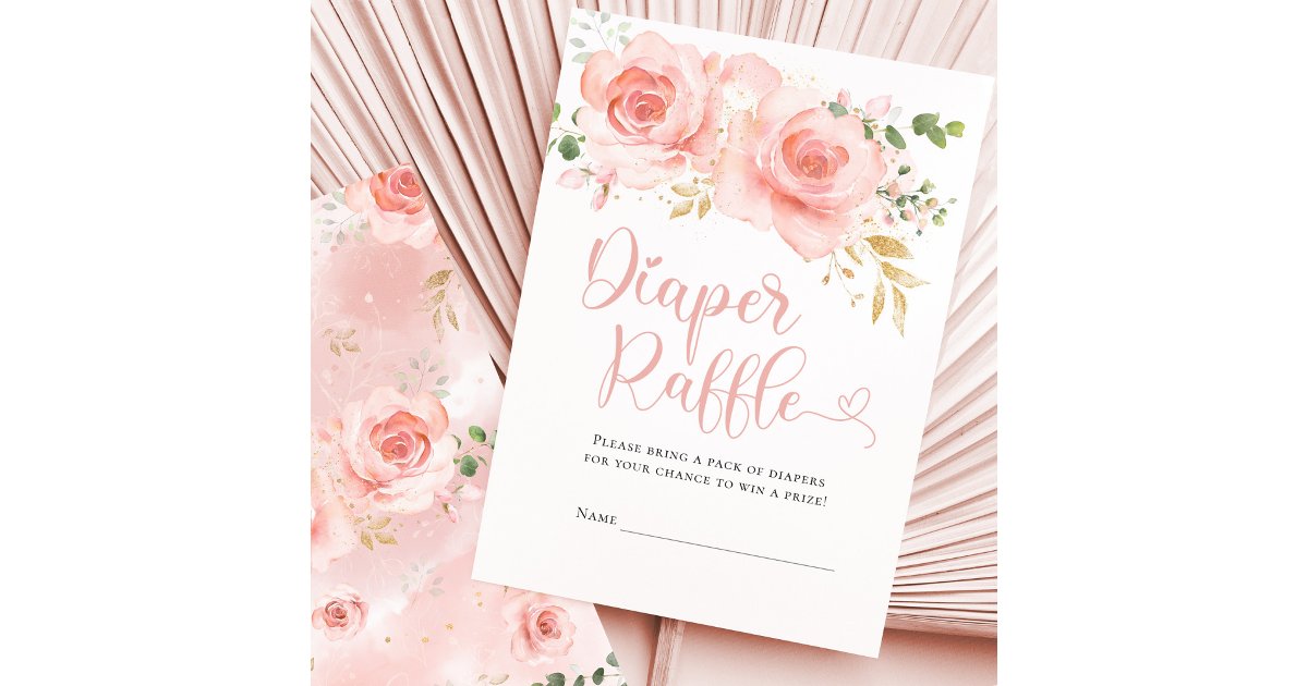 Pink & Gold Girl Diaper Raffle Enclosure Card | Zazzle