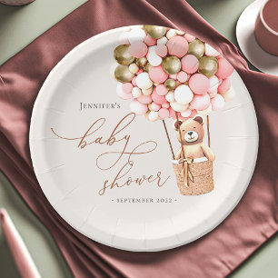Pink And Brown Baby Shower Plates Zazzle
