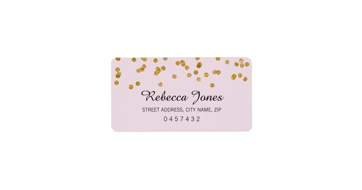 Pink Gold Glitter confetti Address Labels | Zazzle
