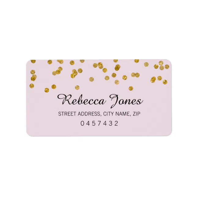 Pink Gold Glitter confetti Address Labels | Zazzle