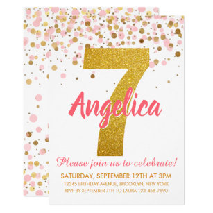 Girls 7th Birthday Invitations | Zazzle
