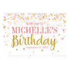 Pink Gold Glitter Confetti Welcome Birthday Poster | Zazzle